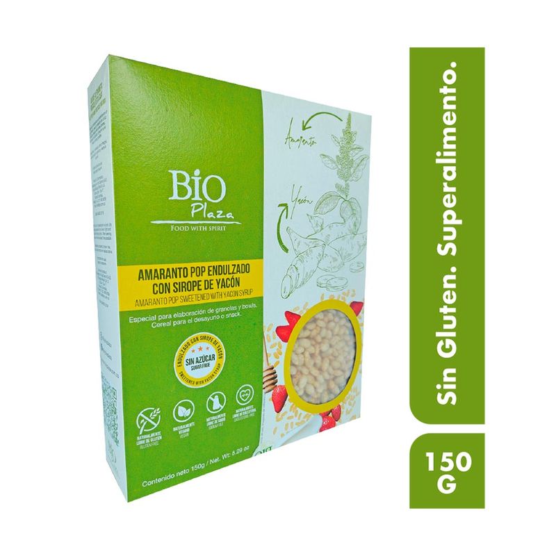 Amaranto Pop Bio Plaza Sirope Yacón 150gr - Tiendas Jumbo