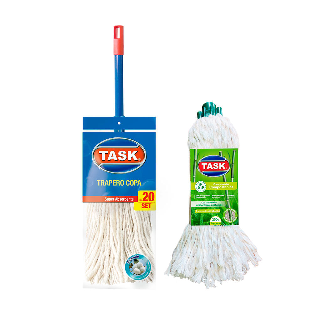 Trapero Task copa 20 mango metálico + repuesto microfibra x250g ...