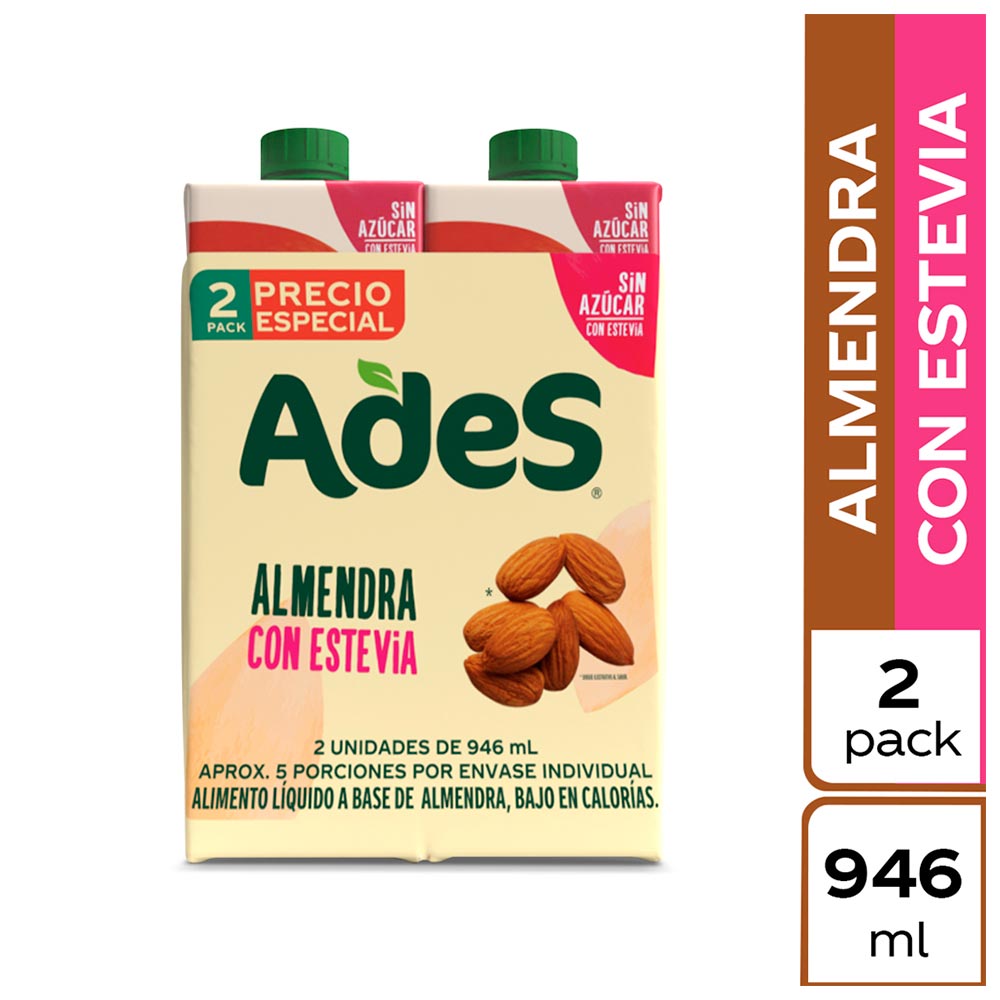 Bebida De Almendras Ades Con Stevia x2und x946ml c-u - Tiendas Jumbo