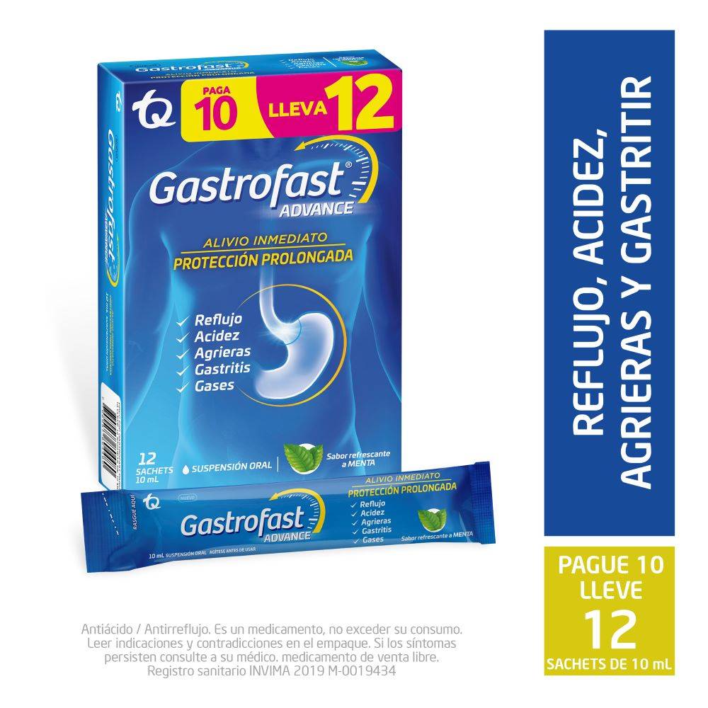 Antiácido Gastrofast Advance plegadiza 12 sachet - Tiendas Metro