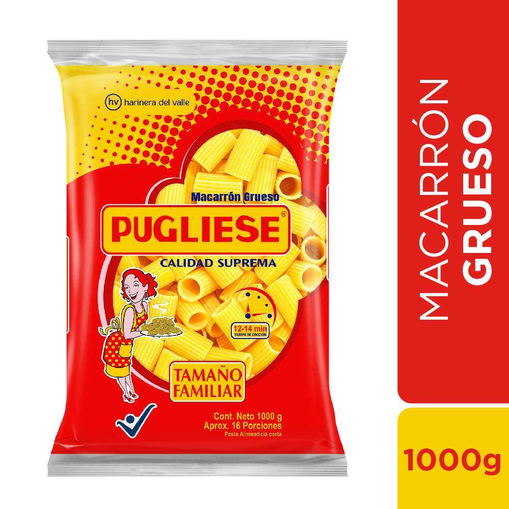 Pasta macarrón Pugliese grueso x1000g - Tiendas Metro
