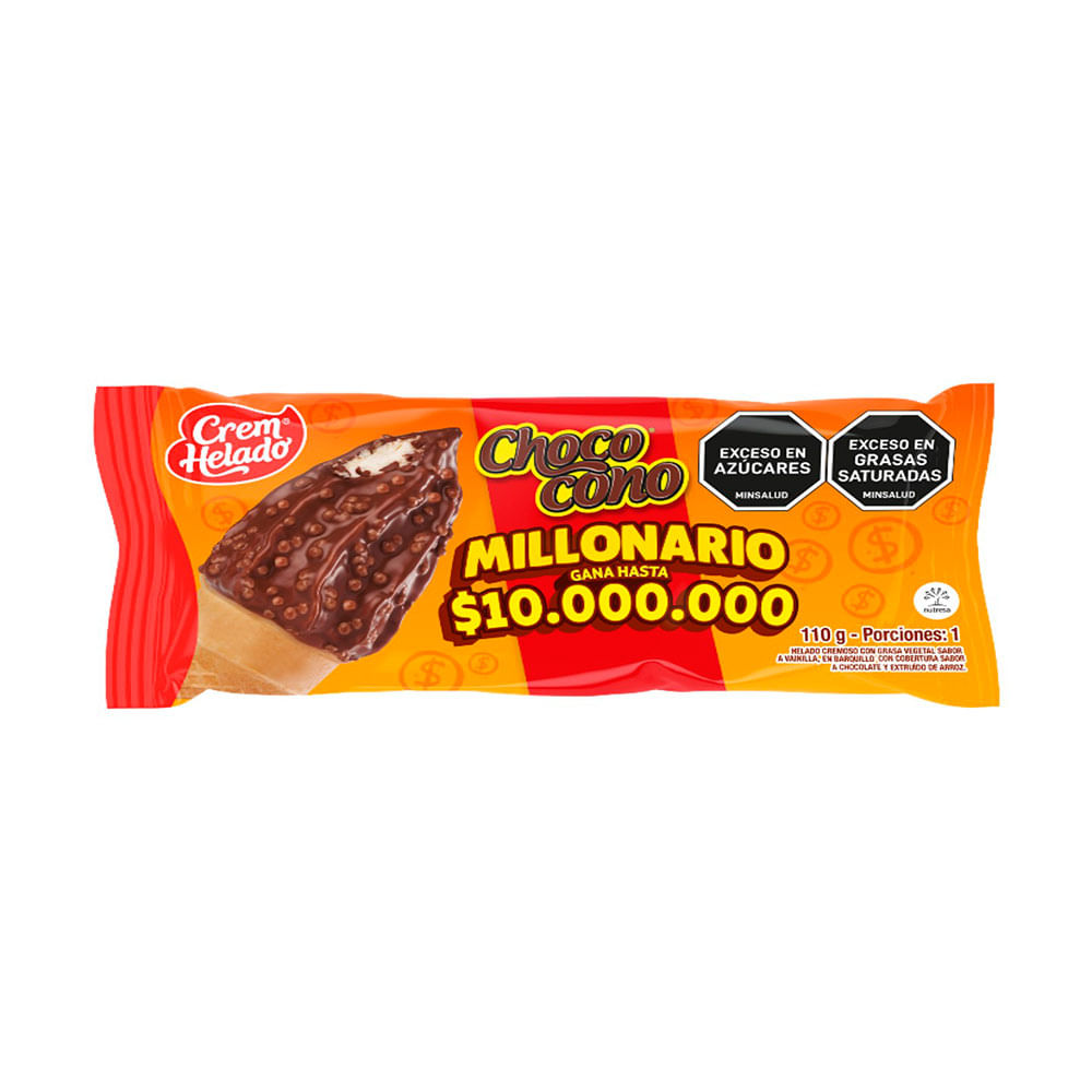 Helado Crem Helado choco cono millonario x110g - Tiendas Metro