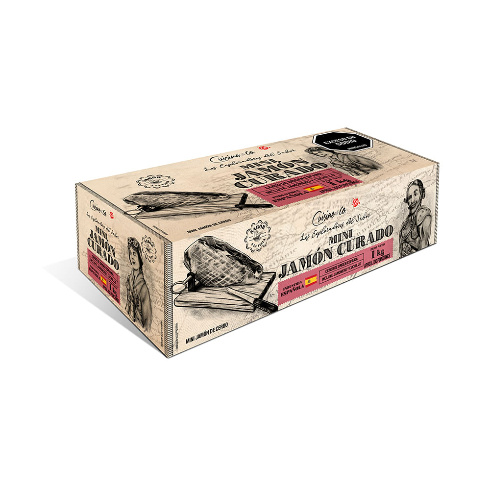 Mini jamón Cuisine&Co curado + jamonero + cuchillo x1kg - Tiendas Jumbo